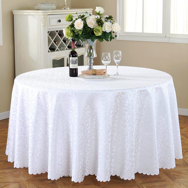 White Round Damask Tablecloth - Buo Events
